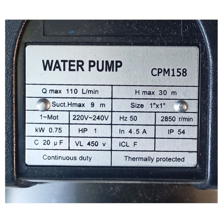 Αντλία Επιφάνειας Φυγοκεντρική CPM158 1HP RAN - Αφοί Λεμονάκη